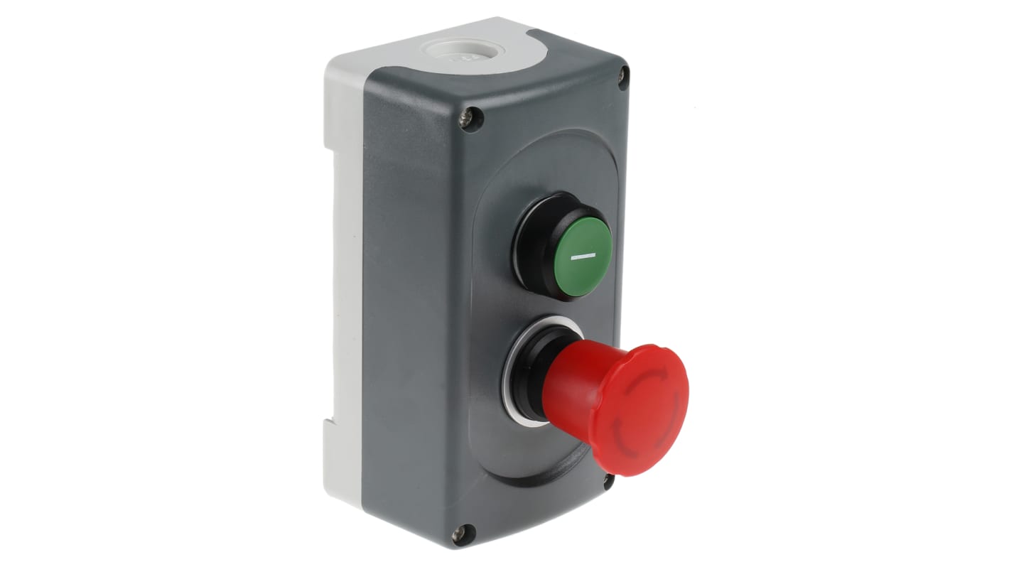 1TVL211000P3112 | ABB Enclosed Push Button, Plastic, Green, Red, IP66 | RS