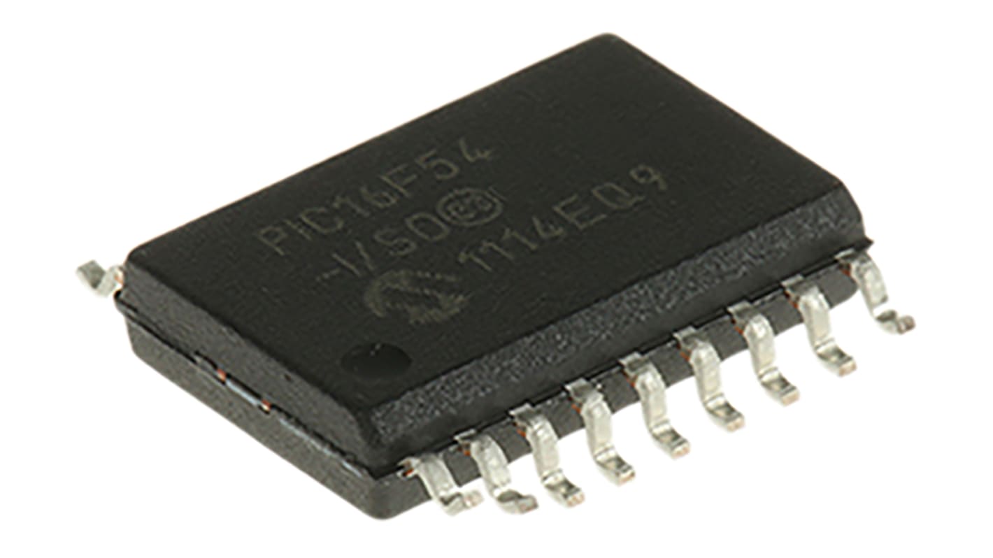 Microchip PIC16F54-I/SO, 8bit PIC Microcontroller, PIC16F, 20MHz, 512 Flash, 18-Pin SOIC | RS