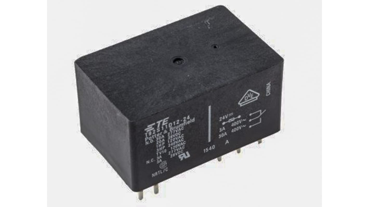 T92S11D12-24=T92 | TE Connectivity PCB Mount Power Relay, 24V dc Coil ...