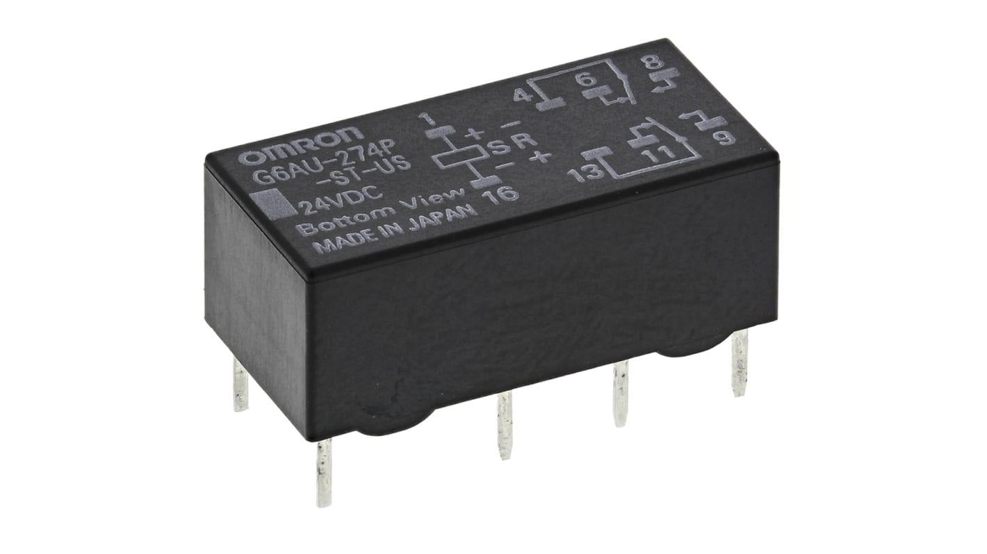 G6AU-274P-ST-US 24DC | Relais de signal Omron 24V c.c., 2 RT, Montage sur CI | RS