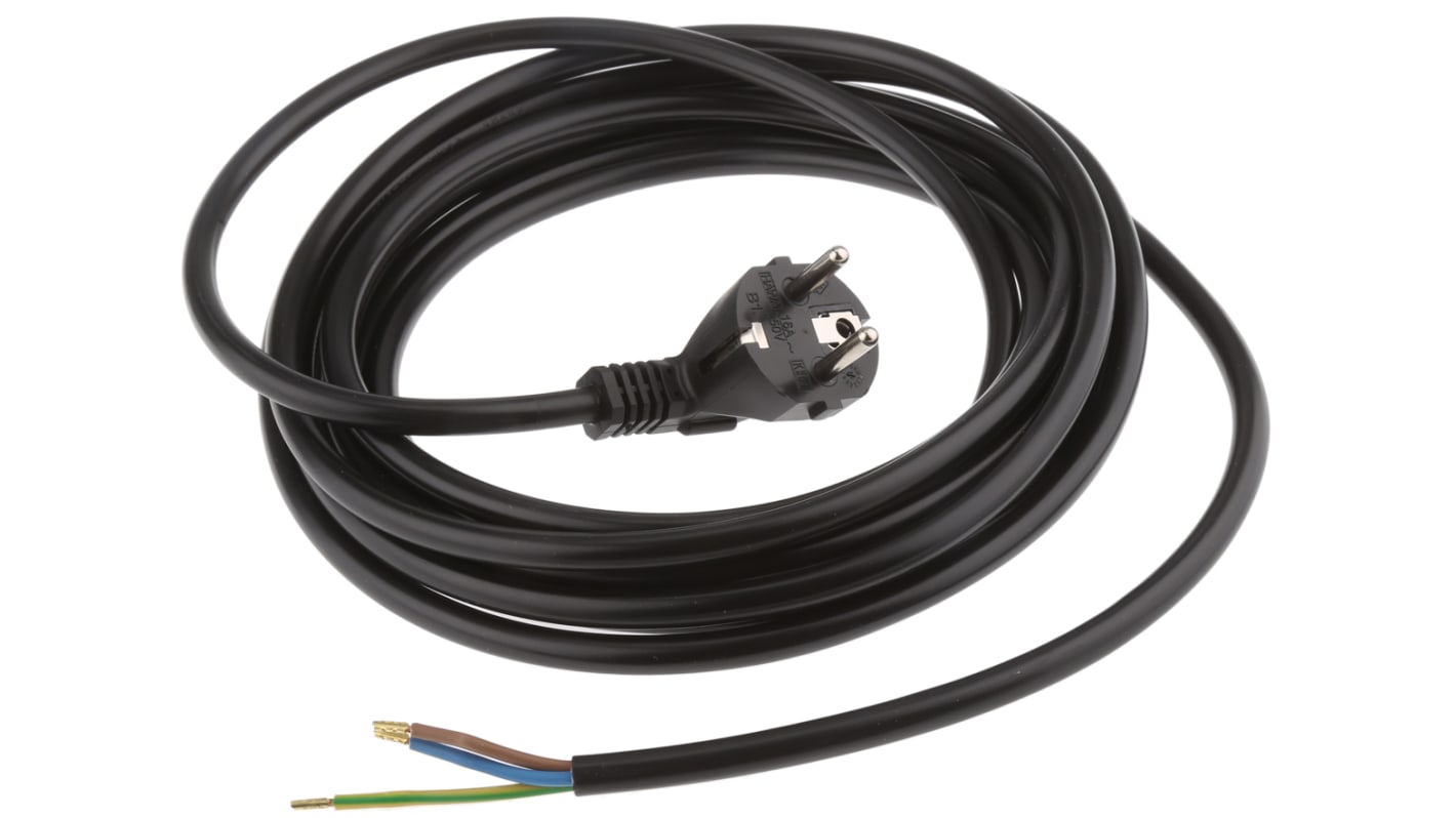147705011 | Kopp Unterminated Type F German Plug Power Cord, 5m | RS