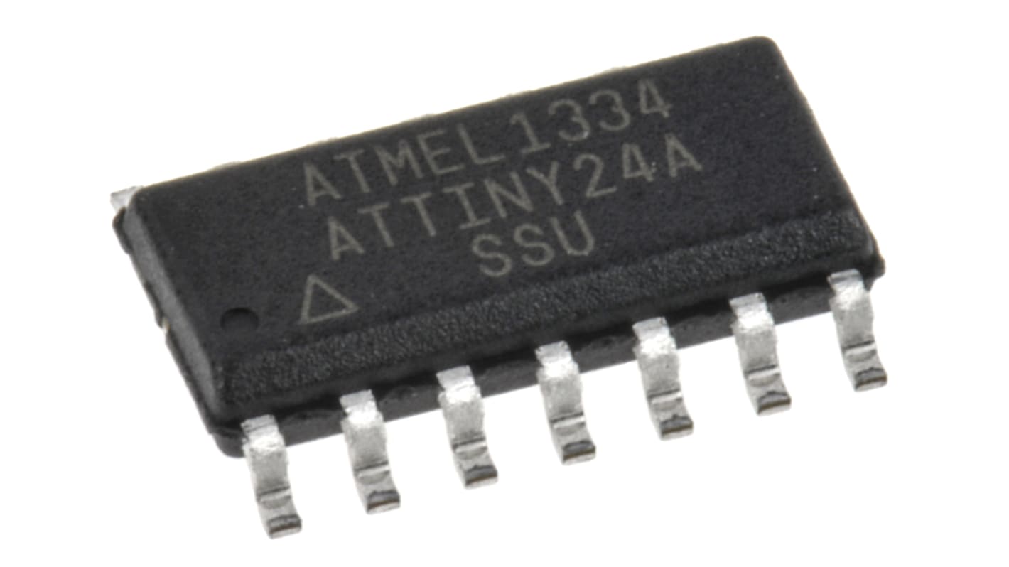 Microchip ATTINY24A-SSU, 8bit AVR Microcontroller, ATtiny, 20MHz, 128 B, 2 kB Flash, 14-Pin SOIC ...