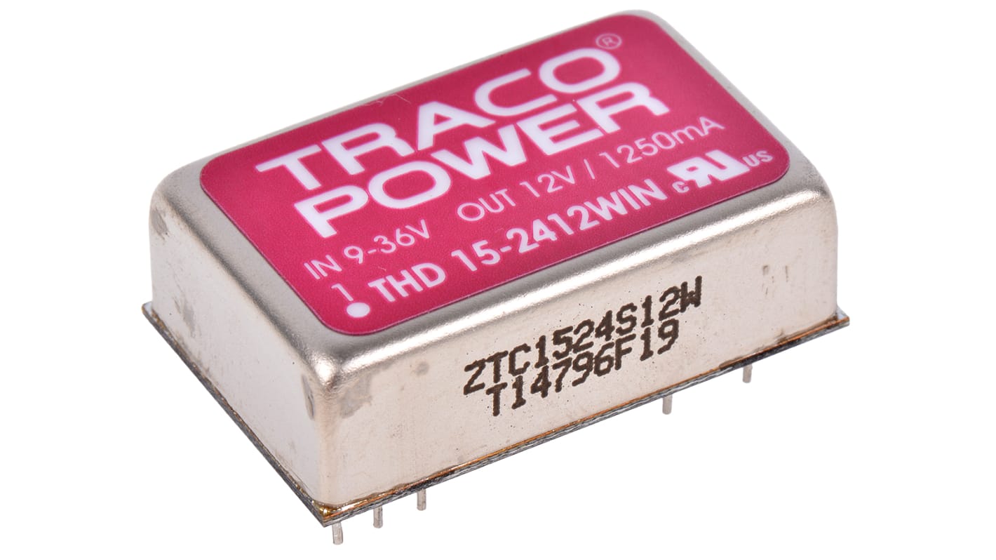 TRACOPOWER DC-DCコンバータ Vout：12V dc 9 → 36 V dc, 15W, THD 15-2412WIN | RS