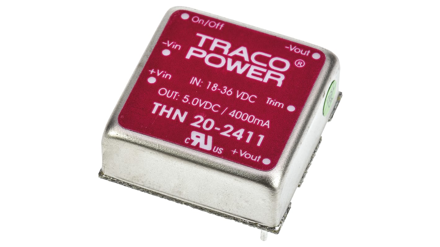TRACOPOWER DC-DCコンバータ Vout：5V dc 18 → 36 V dc, 20W, THN 20-2411 | RS