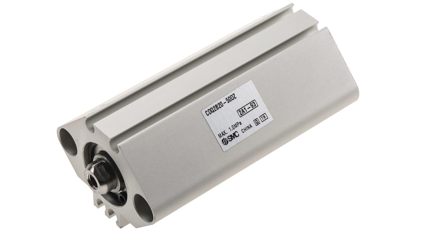 CDQ2B20-50DZ | SMC Pneumatic Compact Cylinder - 20mm Bore, 50mm Stroke, CQ2 Series, Double ...