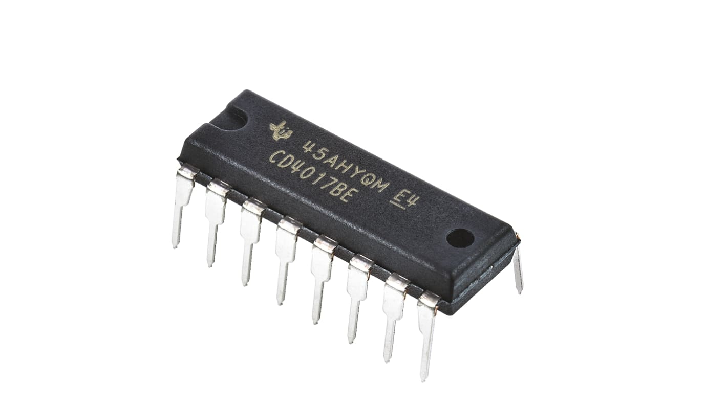 Texas Instruments CD4017BE 5-stage Through Hole Decade Counter CMOS, 16-Pin PDIP | RS