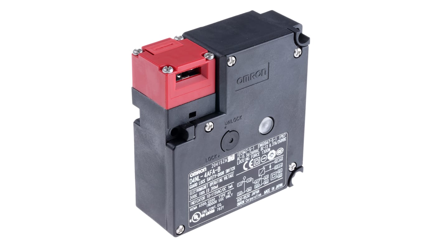D4NL-4AFA-B | Omron D4NL Series Solenoid Interlock Switch, Power to Unlock, 24V dc, 1NC/1NO ...