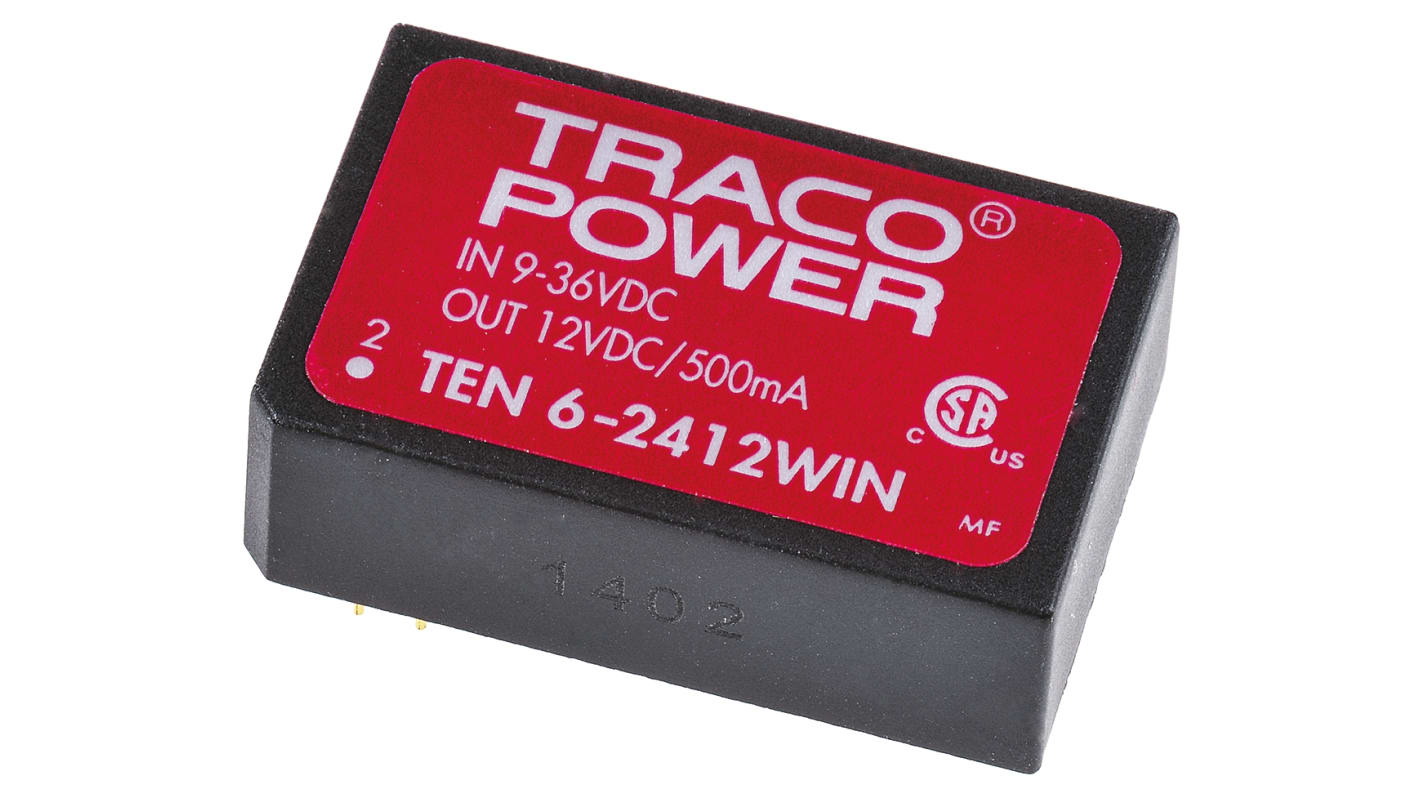 TRACOPOWER DC-DCコンバータ Vout：12V dc 9 → 36 V dc, 6W, TEN 6-2412WIN | RS