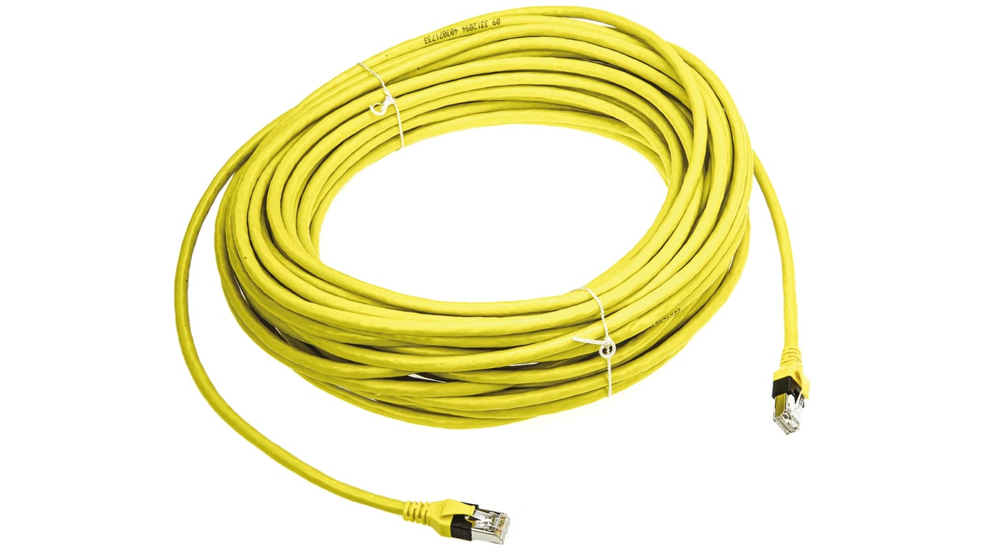 09474747123 | HARTING Cat6 Male RJ45 to Male RJ45 Ethernet Cable, SF/UTP Shield, Yellow PUR ...