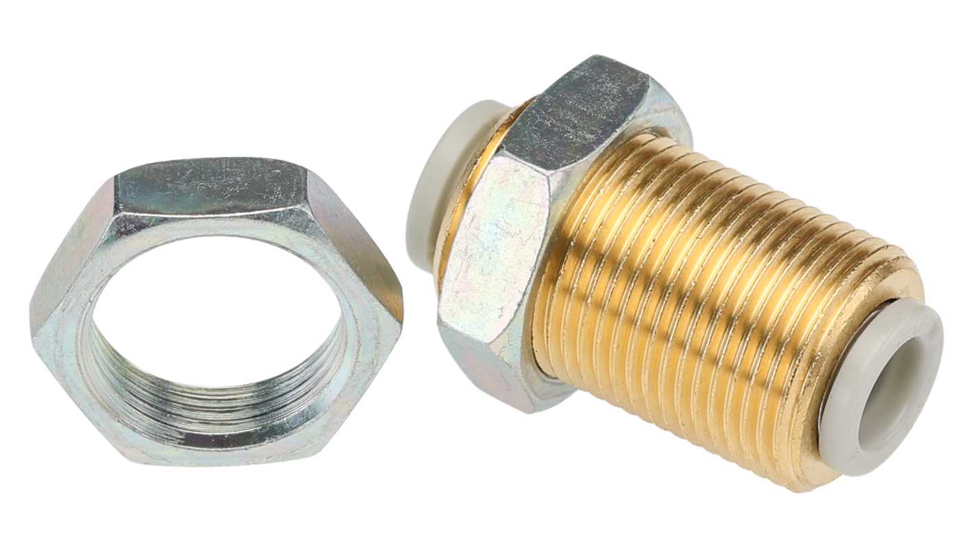 KQ2E06-00A | SMC KQ2 Series Bulkhead Tube-to-Tube Adaptor, Push In 6 mm to Push In 6 mm, Tube-to ...