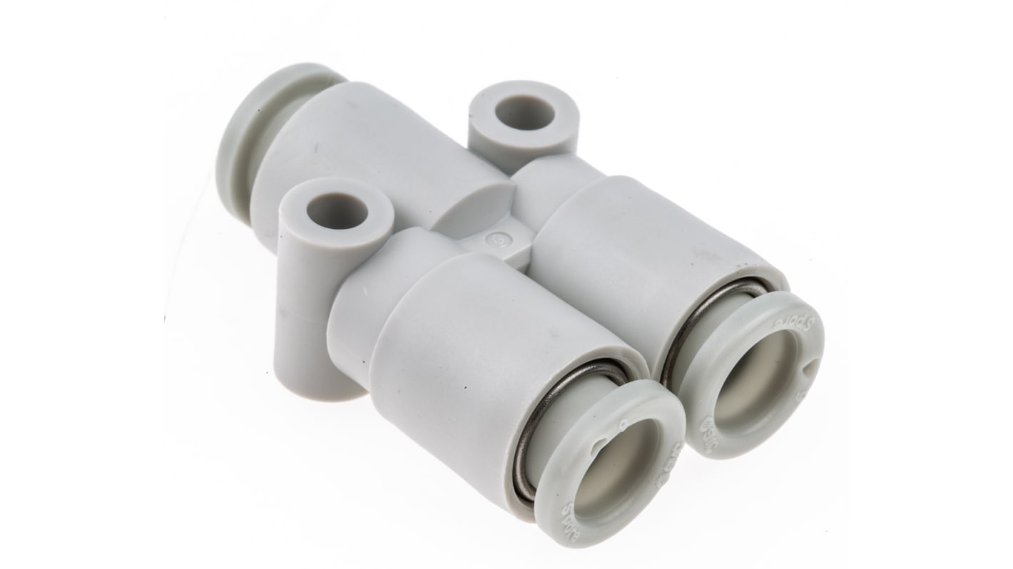 KQ2U06-00A | SMC KQ2 Series Y Tube-to-Tube Adaptor, Push In 6 mm to Push In 6 mm, Tube-to-Tube ...