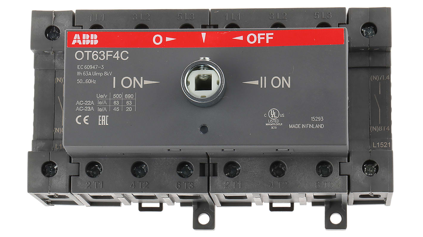 OT63F4C 1SCA105369R1001 | ABB 4P Pole DIN Rail Non Fused Isolator Switch - 63A Maximum Current ...