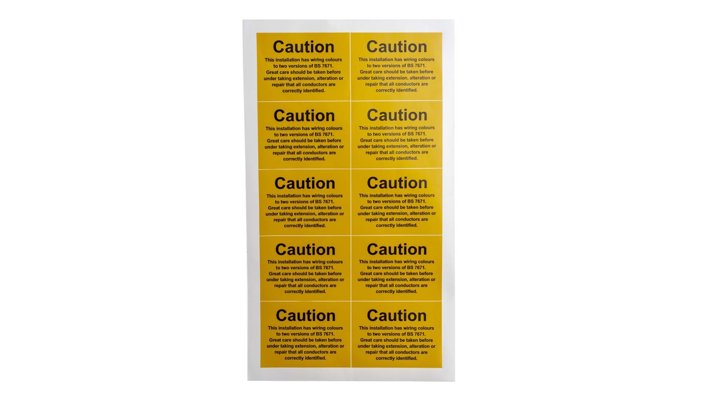 RS PRO Black/Yellow Vinyl Safety Labels, alteration or repair that all ...