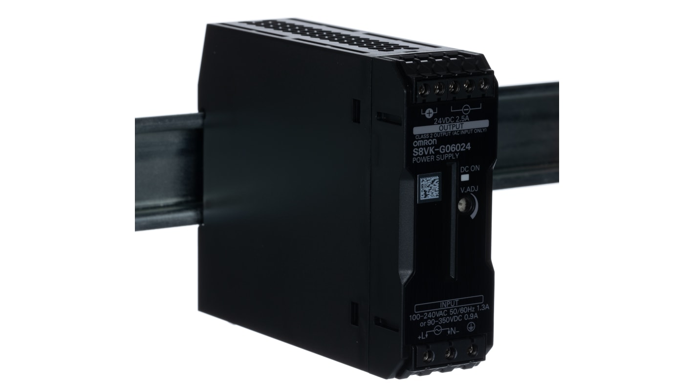 S8VK-G06024 | Omron S8VK-G Switch Mode DIN Rail Power Supply, 85 → 264V ac ac, dc Input, 24V dc ...