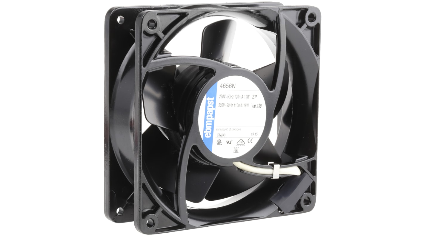 4656N-KR1 | ebm-papst 4000 N Series Axial Fan Kit, 230 V ac, AC Operation, 160m³/h, 19W, 119 x ...