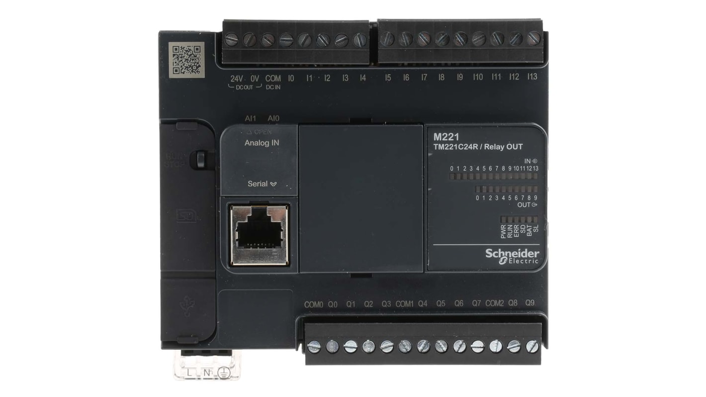 TM221C24R | Schneider Electric Modicon M221 PLC CPU, Digital, Mini USB ...