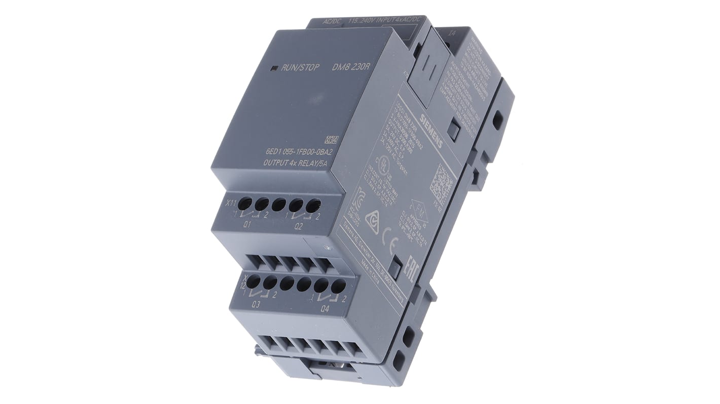 6ED1055-1FB00-0BA2 | Siemens, LOGO!, I/O module - 4 Inputs, 4 Outputs, Relay, For Use With LOGO ...