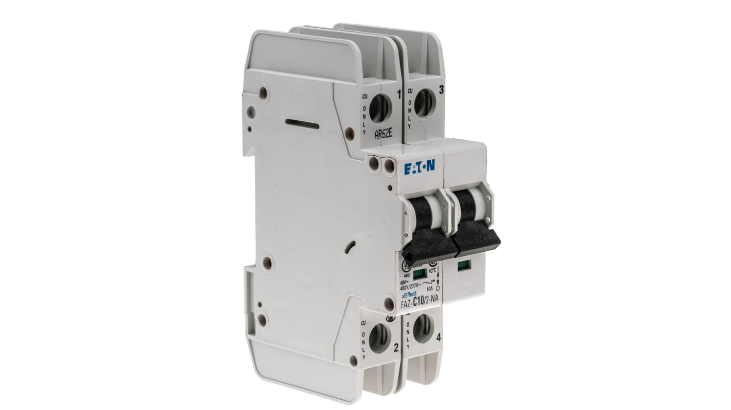 102167 FAZ-C10/2-NA | Eaton xEffect FAZ MCB, 2P Poles, 10A Curve C, 240 → 415V AC, 10 kA ...