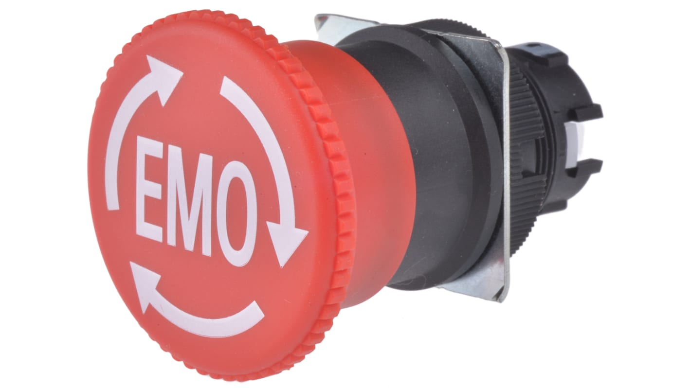 A22E-M-12-EMO | Omron A22E Series Red Emergency Stop Push Button, 2NC, 22mm Cutout, Panel Mount ...