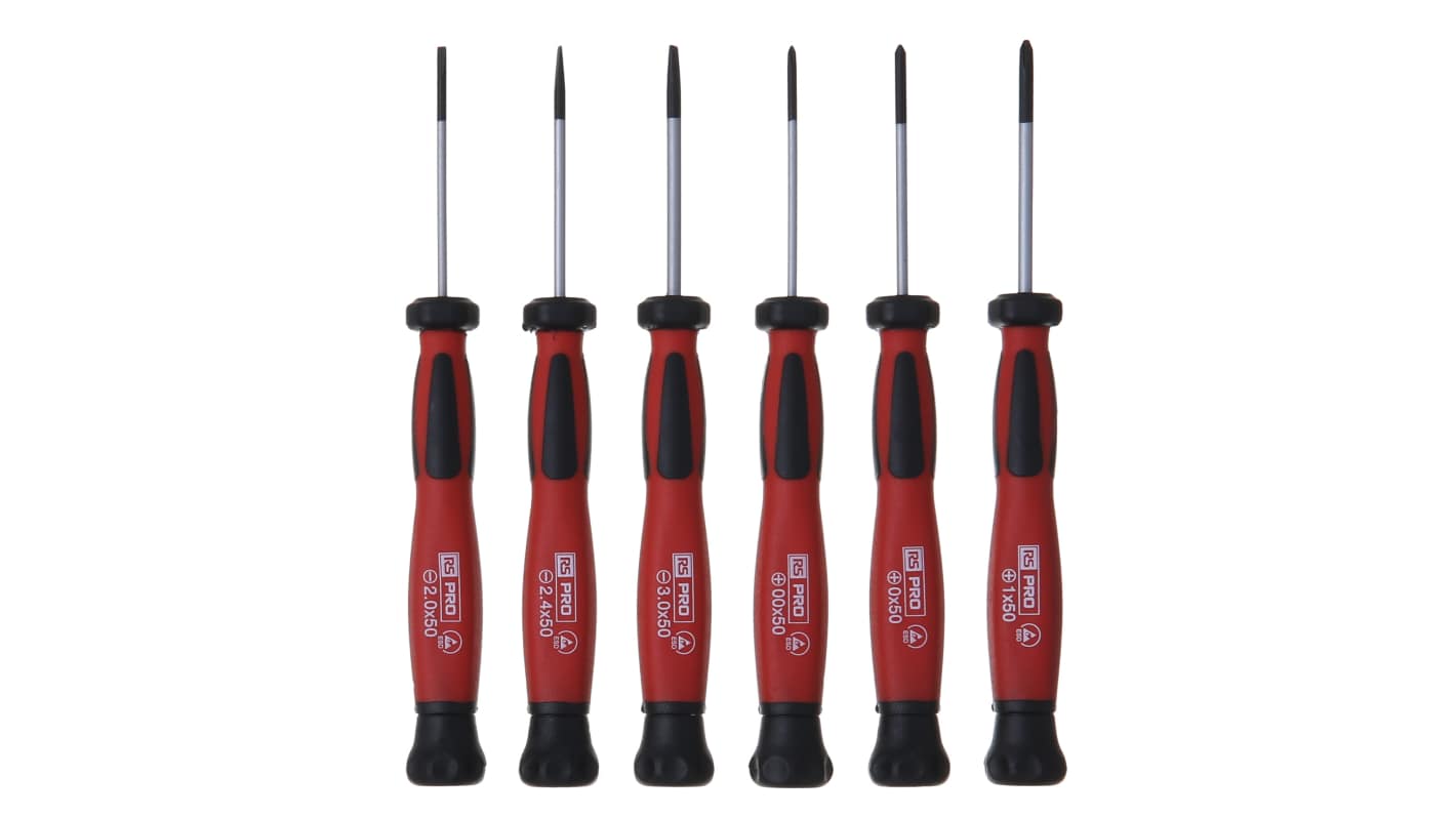 RS PRO Precision Phillips, Slotted Screwdriver Set 6 Piece | RS
