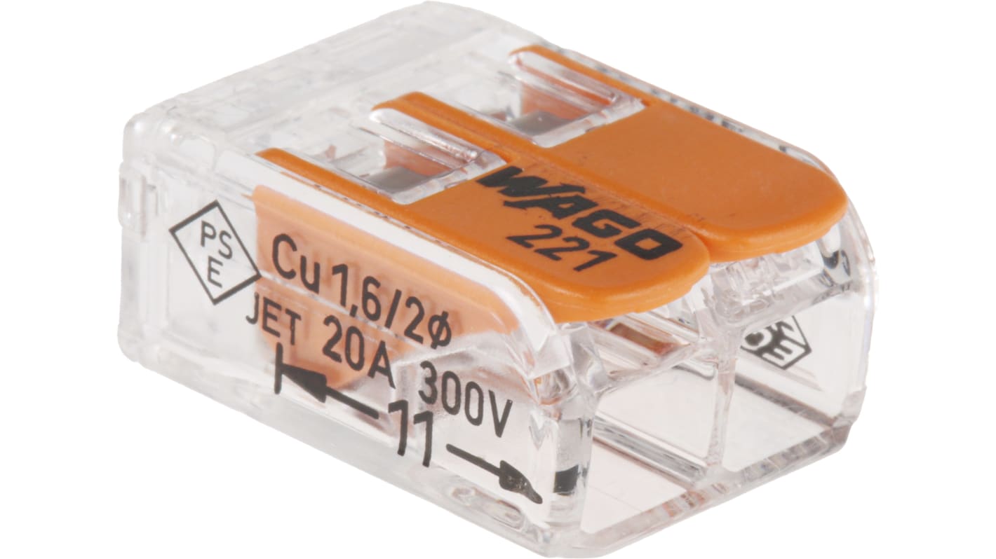 221-412 | Wago 2-Way Terminal Block, 32A, Spring Cage Terminals, 24 → ...