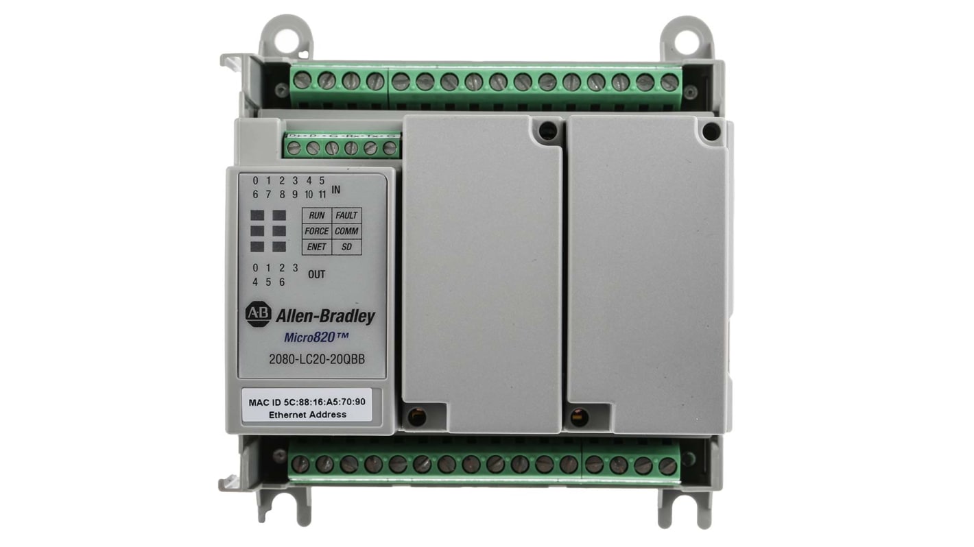 2080-LC20-20QBB | Allen Bradley, Micro820, PLC CPU - 12 Inputs, 8 Outputs, Relay, For Use With ...