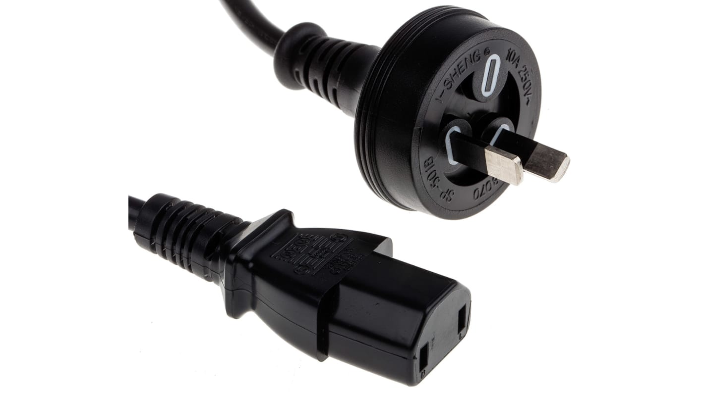 RS PRO IEC C17 Socket to Type I Australian Plug Power Cord, 2m | RS