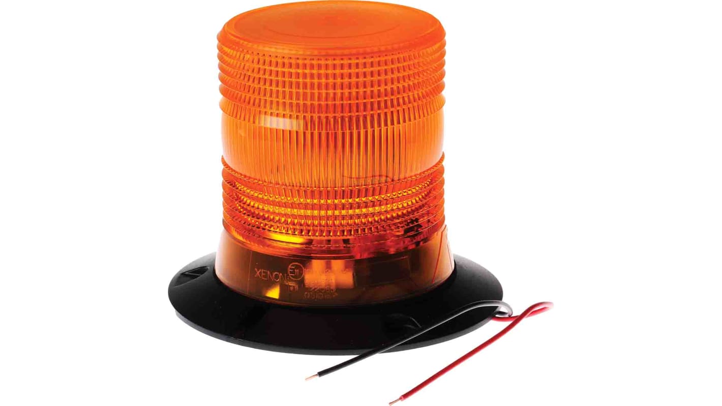 RS PRO Amber Flashing Beacon, 10 → 100 V dc, Surface Mount, Wall Mount ...