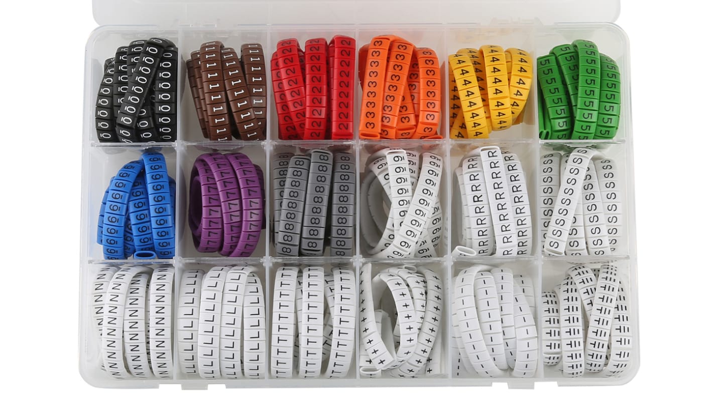 RS PRO Slide On Cable Marker Kit, Black, Blue, Brown, Green, Grey ...