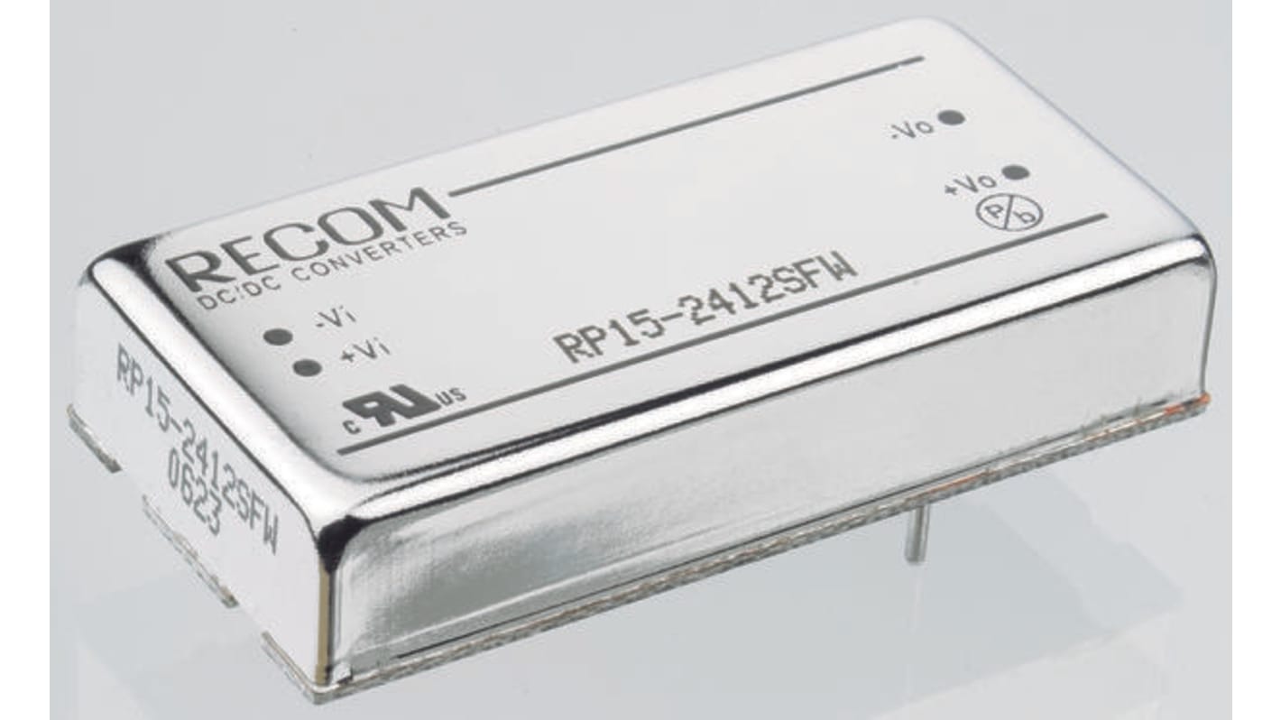 RP15-4812DFW | Recom RP15 FW Isolated DC-DC Converter, ±12V dc/ ±625mA ...