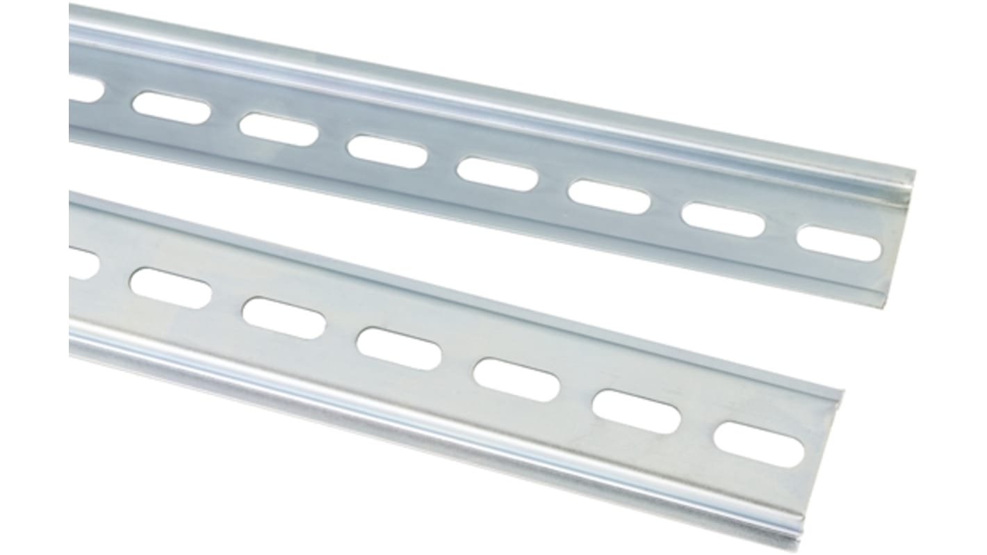Rail DIN RS PRO 2m x 35mm x 7.5mm, Perforé, Rail oméga en Acier | RS