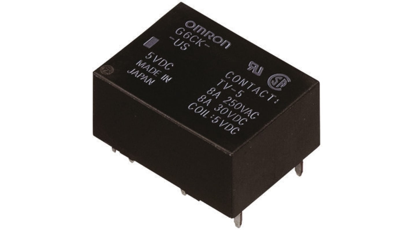 G6CK-1114P-US 5DC | Omron PCB Mount Latching Power Relay, 5V dc Coil, 10A Switching Current ...