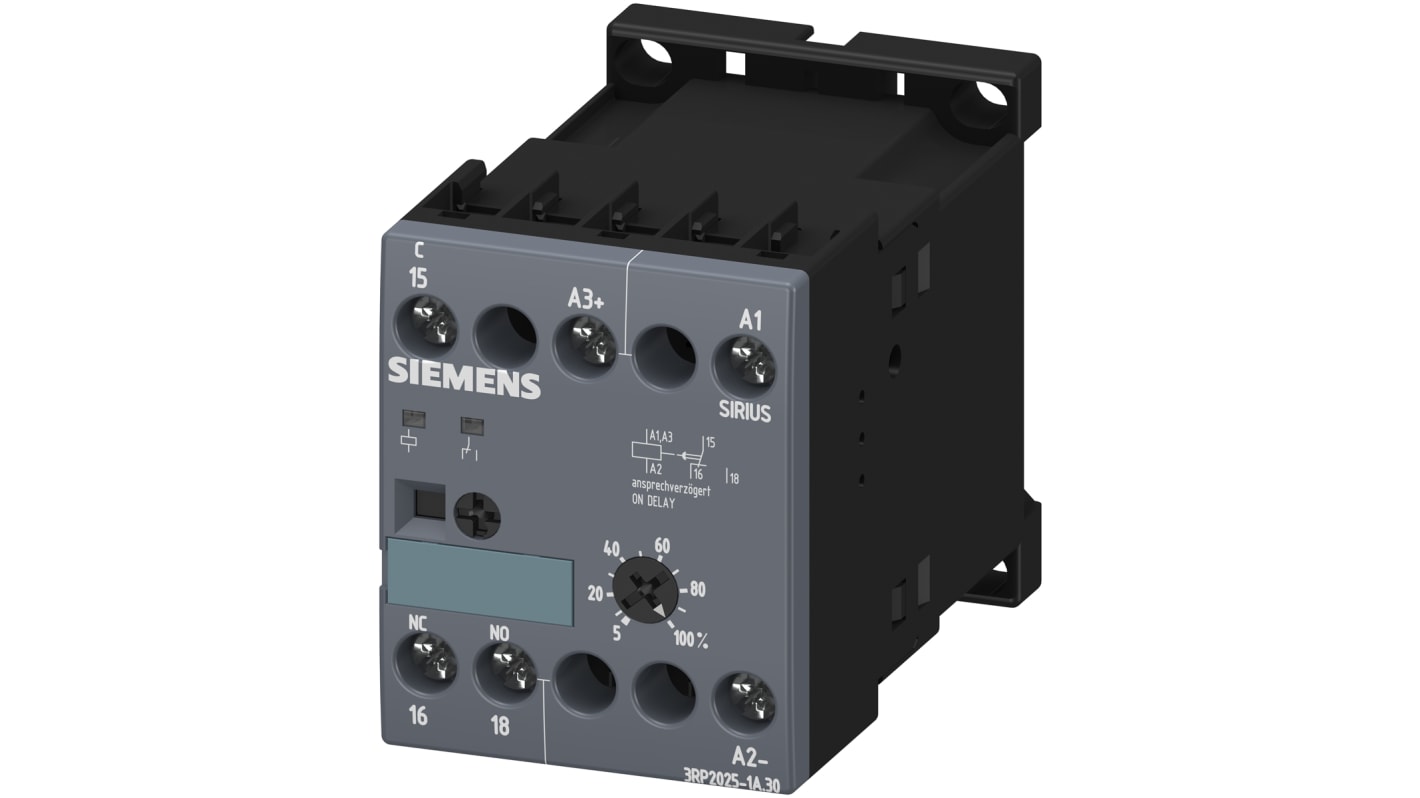3RP2025-1AP30 | Siemens DIN Rail Single Function Timer Relay, 200 → 240 ...
