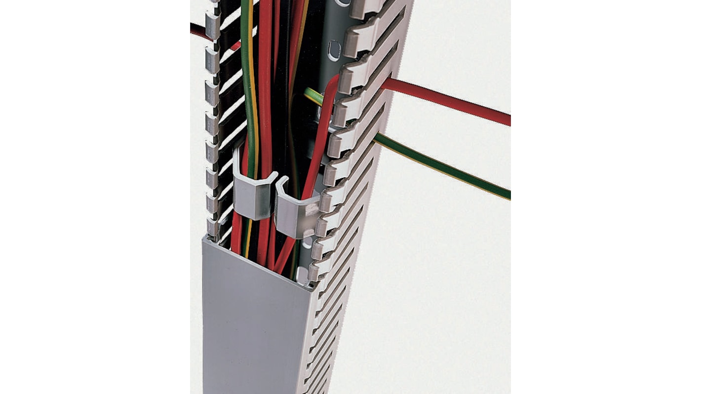 Hager Grey Slotted Panel Trunking - Open Slot, W75 mm x D75mm, L2m ...