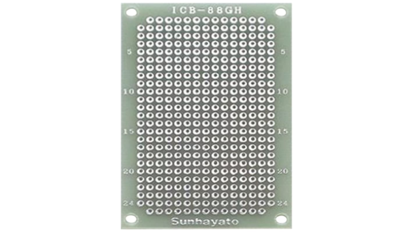 ICB-88GH | Sunhayato Double Sided Matrix Board 0.9mm Holes, 2.54 x 2.54mm Pitch, 72 x 47 x 1.2mm ...