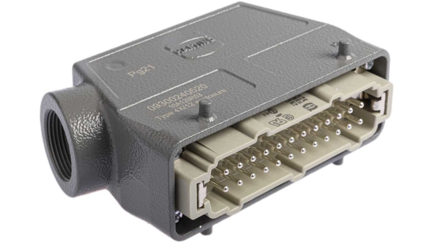 09300240520+09330242601 | HARTING Hood Kit, 24 Way, 16.0A, Male, Han E ...