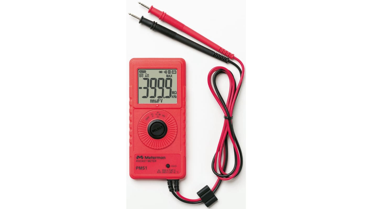 Wavetek Meterman PM51 Handheld LCD Digital Multimeter, 600V ac Max | RS