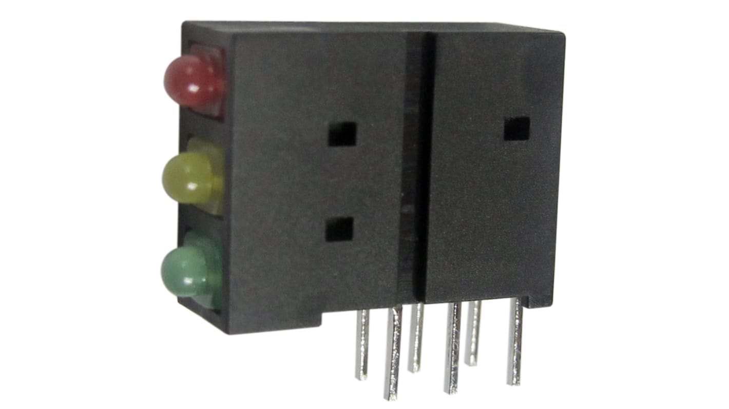 Kingbright L-4060XHA/1I1Y1GD, Green Right Angle PCB LED Indicator, 3 ...