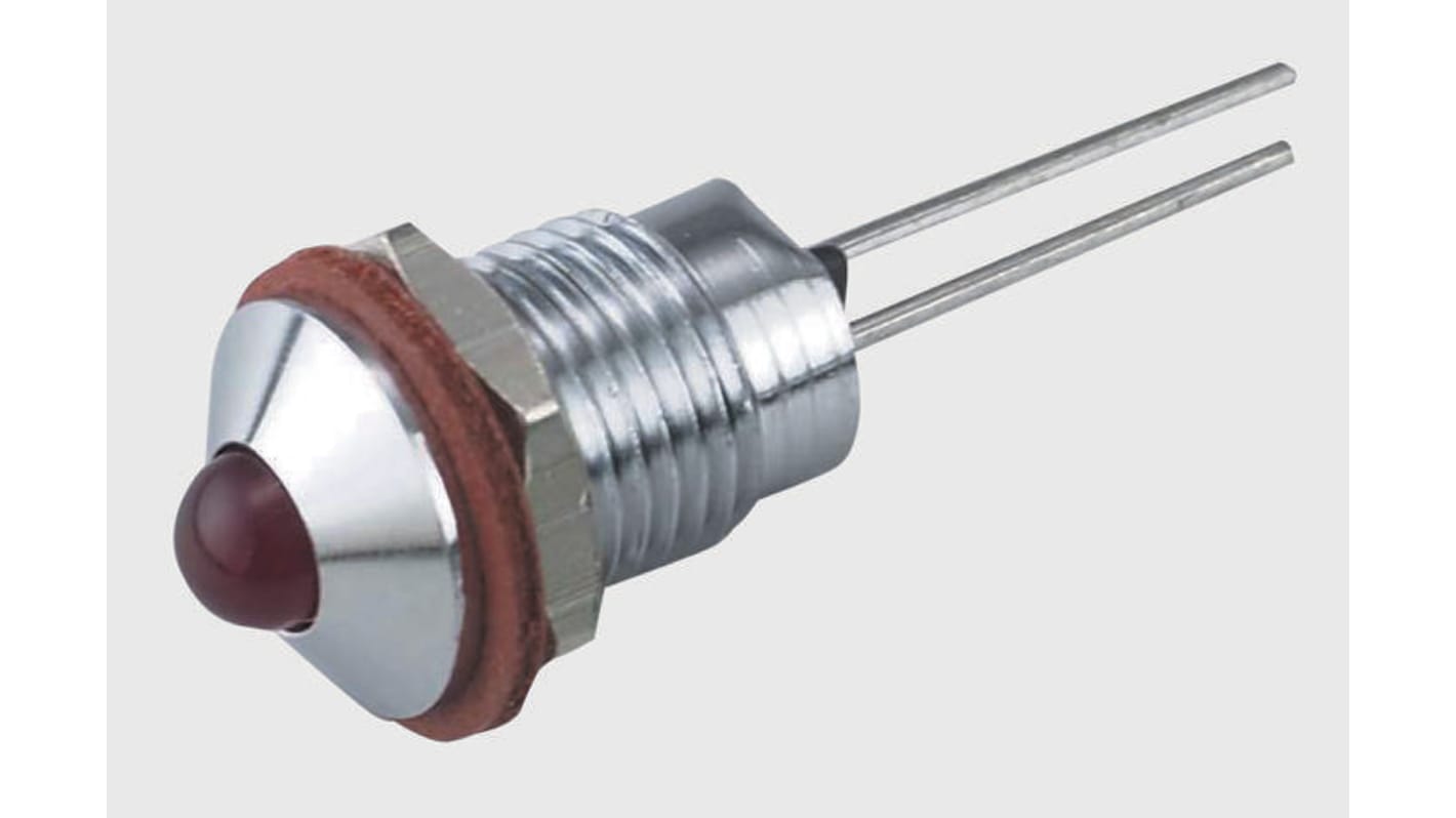 DB-1-N-CHR | Sato Parts Red Indicator, 8.1mm Mounting Hole Size, Lead Wires Termination | RS