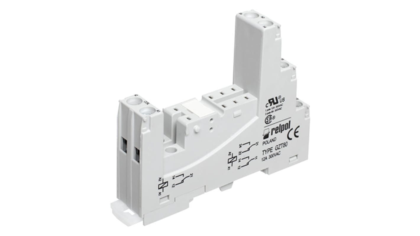 GZT80-GREY | Relpol Relay Socket for use with RM84 Relay, RM85 Inrush ...