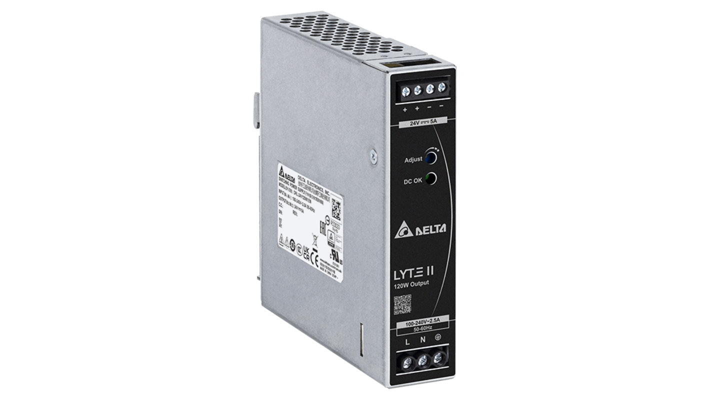 DRL-24V240W1EN | Delta Electronics DRL DIN Rail Power Supply, 90 → 264V ...