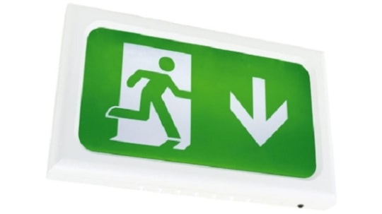 AENLED/3M/W | Polycarbonate Emergency Exit Down, None, With Pictogram ...