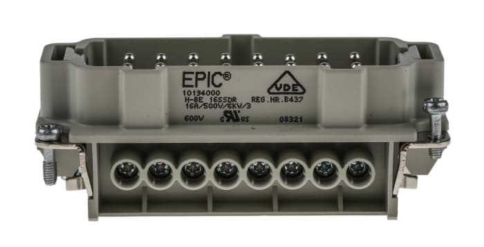 10194000 EPIC | EPIC Connector Insert, 16 Way, 16A, Male, H-BE, Cable Mount, 600 V | 448-890 | RS