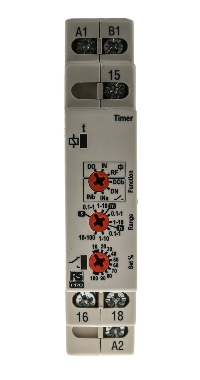 RS PRO | RS PRO DIN Rail Mount Timer Relay, 12 → 230V ac/dc, 0.1 s → ...