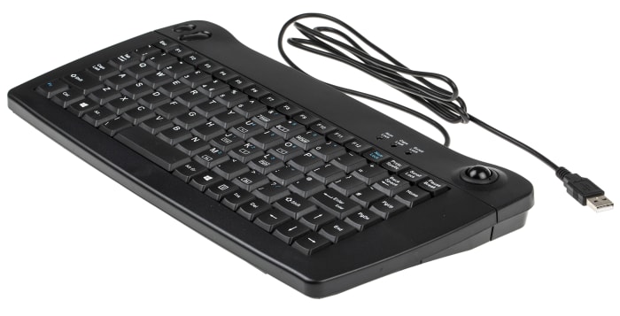 RS PRO | RS PRO Wired USB Trackball Mini Keyboard, QWERTY (UK), Black ...