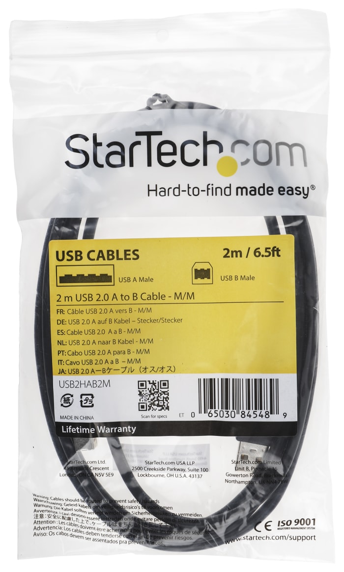 USB2HAB2M StarTech.com | StarTech.com USB 2.0, Male USB A to Male USB B ...