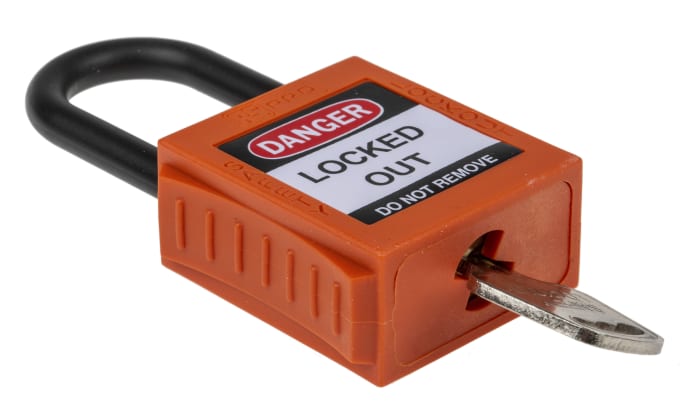 RS PRO | RS PRO Orange 1-Lock Nylon Safety Lockout, 6.35mm Shackle ...