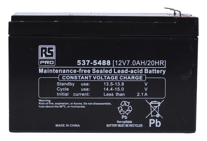 RS PRO | RS PRO 12V Sealed Lead Acid Battery - 7Ah | 537-5488 | RS ...