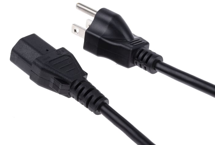 RS PRO | RS PRO IEC C13 Socket to Type B US Plug Plug Power Cord, 2.5m ...