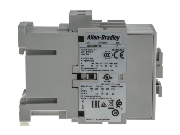 100-C30EJ00 Allen Bradley | Allen Bradley 100 Series 100C Contactor, 24 V dc Coil, 3-Pole, 30 A ...